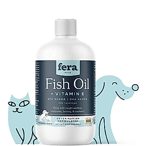 Fera Pets - Health Bundle of 3, Includes Fish Oil for Cats and Dogs (8oz), Organic Probiotics for Dogs and Cats with Prebiotics (60 Scoops), Hip and Joint Support for Dogs (90 Soft Chews)