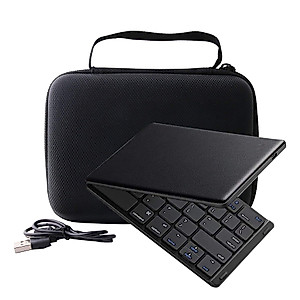 WERJIA Hard Carrying Case for Samsers/iClever BK08 Foldable Bluetooth Keyboard (CASE ONLY) (Black)