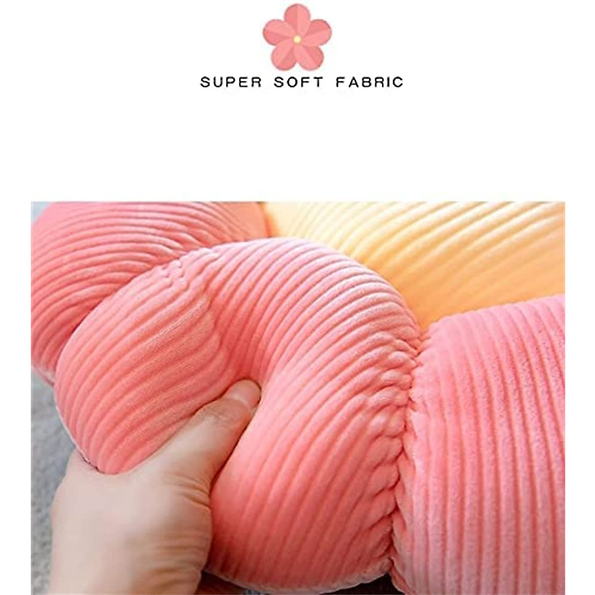 LEHU Flower Pillow, Flower Shaped Seating Cushion -Cute Daisy Pillow for Girls Tweens Room Decor Flowe Floor Pillow for Reading and Lounging Comfy (Pink petals-23'')