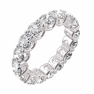 Charles & Colvard Created Moissanite 4.5mm Round Cut Eternity Band for Women | 5.28 cttw DEW | Lab Grown | Solid 14K White Gold with Rhodium | Size 8