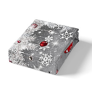 Christmas Gnomes Duvet Cover, Xmas Theme Comforter Cover For Kids Boys Girls Teens Adult, Santa Claus Snowflake Bell Bedding Set Merry Christmas Bedspread Cover With 2 Pillow Cases, Grey, Queen