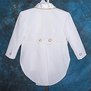 Lito Angels Baby Boys' Jacquard Classic Tuxedo Suit Formal Suits Wedding Outfit Christening Outfit 5 Piece Set Size 18-24 Months White