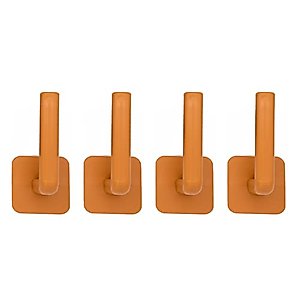 Long Plastic Sticky Wall Hook Heavy Duty, Kitchen Living Room Wardrobe Towel Coat Clothes, Band Organizer Holder Strong Stickiness Waterproof Colorful Hooks (Orange, 4 Count (Pack of 1))