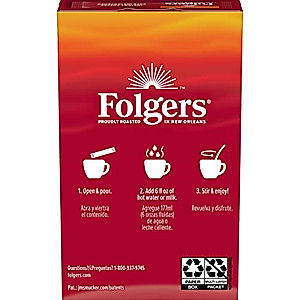 Folgers Classic Roast Instant Coffee Crystals, 7 Single Serve Packets