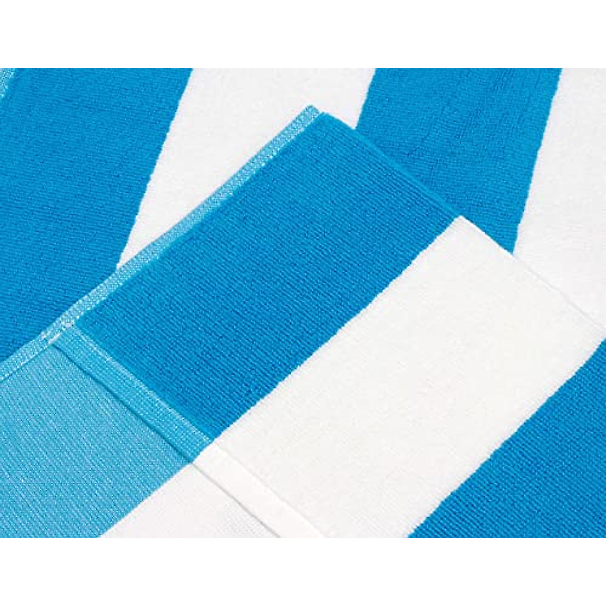 COTTON CRAFT Pool Lounge Chair Cover - 2 Pack - Chaise Beach Picnic Spa Towel - Cabana Stripe - Soft Premium Ringspun Terry Cotton - Oversized - 32 inch Wide x 82 inch Long with 7 inch Pocket – Aqua