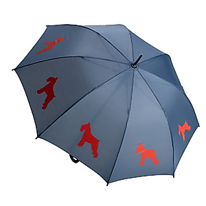 The San Francisco Umbrella Company - Premium Schnauzer Rain Umbrella (Red on Blue) - Strong, Durable, Windproof & Resistant With Fiberglass Ribs Stick Umbrella
