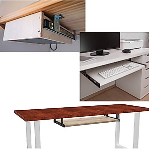 Drawer Slides for Under Desk Keyboard Shelf - 1-Pair Heavy Duty Metal Ball Bearing Slides, Smooth, Less Noise, for Computer Keyboard Tray Assembly Kit, Cabinet Drawer Rails (size : Black, Size : 14 (S