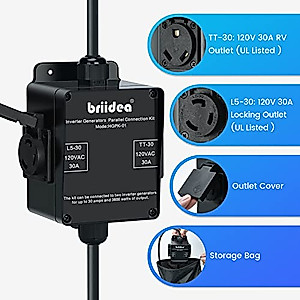 Briidea 30-AMP 3600-Watt Generator Parallel Kit for Inverter Generators, Compatible with WEN Generators, RV Ready