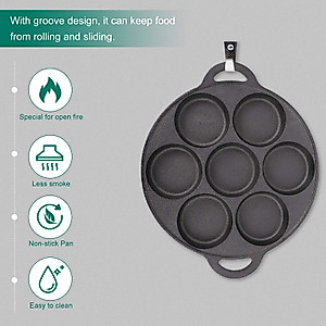 Cabilock 6 Cup Egg Frying Pan Non Stick Egg Burger Steak Pan Breakfast Skillet Cooker Multipurpose Pancake Pan Omelet Cooker Griddle