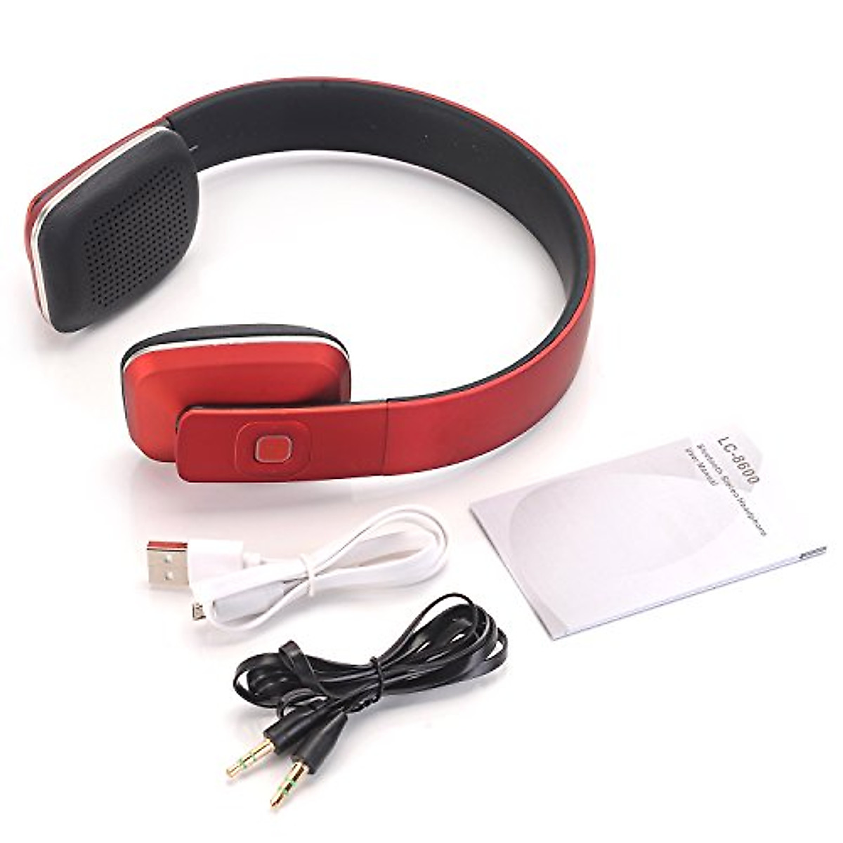 LC-8600 Bluetooth Stereo Headset with Mic for All Mobile Phones and Tablets (Red)
