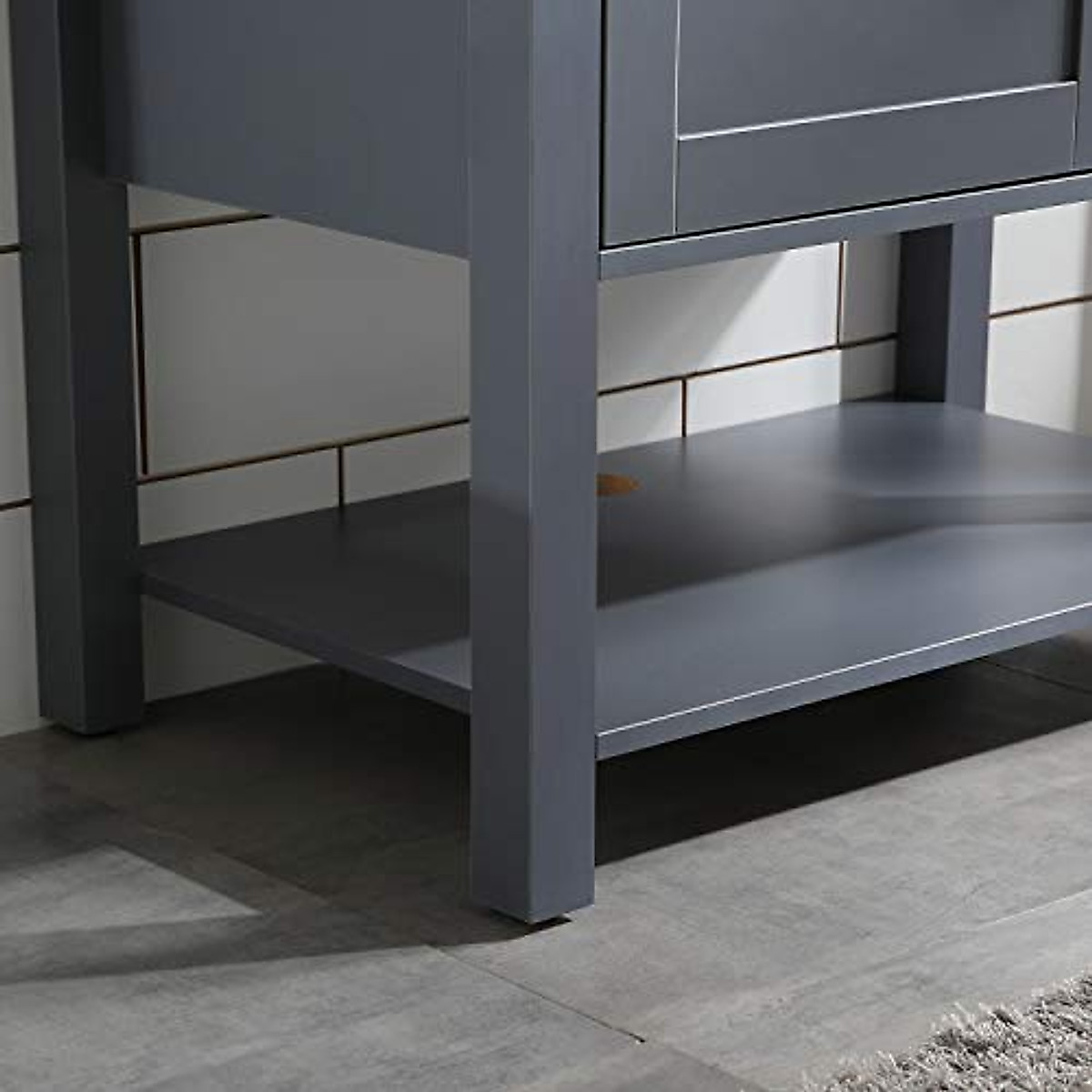 30" Grey Bathroom Vanity Sink Combo Marble Pattern Top w/Mirror Faucet&Drain Set