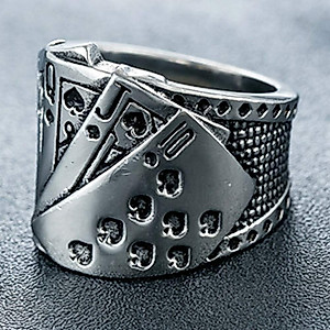 Jude Jewelers Stainless Steel Poker Games Casino Cocktail Party Biker Spade Ring (Silver, 10)