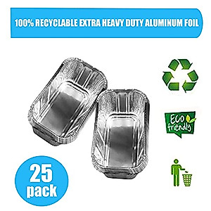 DONSIQIZZ 25 Pack Foil Drip Pan Liners for Char Griller 8128 8036 8536 Flat Iron Griddle Gas Grills, Compatible with CharGriller Flatiron Griddle Grease Cup Liners, Aluminum Pans Disposable 7" x 4.2"