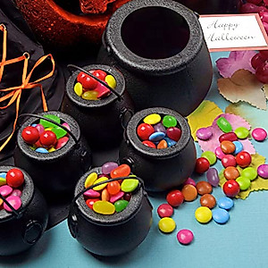 Sawysine Halloween Party Decorations Candy Bucket, 17 Pcs Witches Cauldron Serving Bowls on Rack 2 Size Candy Cauldron Kettles