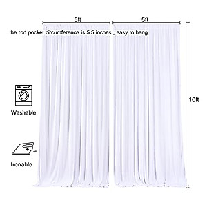 10ft x 10ft White Backdrop Curtains Panels for Party Wrinkle Free Fabric Backdrop Drapes Decorations Cloth for Wedding Baby Shower Photography Engagement Bridal Shower Gender Reveal Background Curtain