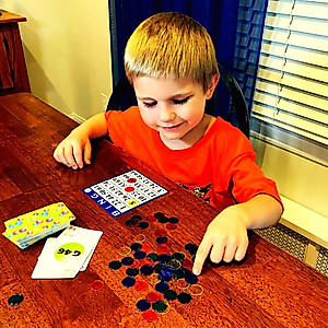 MR CHIPS Bingo Game with Bingo Cards and Chips - 18 Bingo Cards, 300 Bingo Chips and Bingo Calling Cards - Fun Bingo Games for Family, Reusable Bingo Cards, Bingo Game for Kids