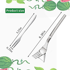 2 Packs 2-in-1 Watermelon Slicer Cutter & 4 Pieces Stainless Steel Fruit Fork, Watermelon Fork Slicer Artifact, Summer Watermelon Cutting Tool for Family Parties Camping