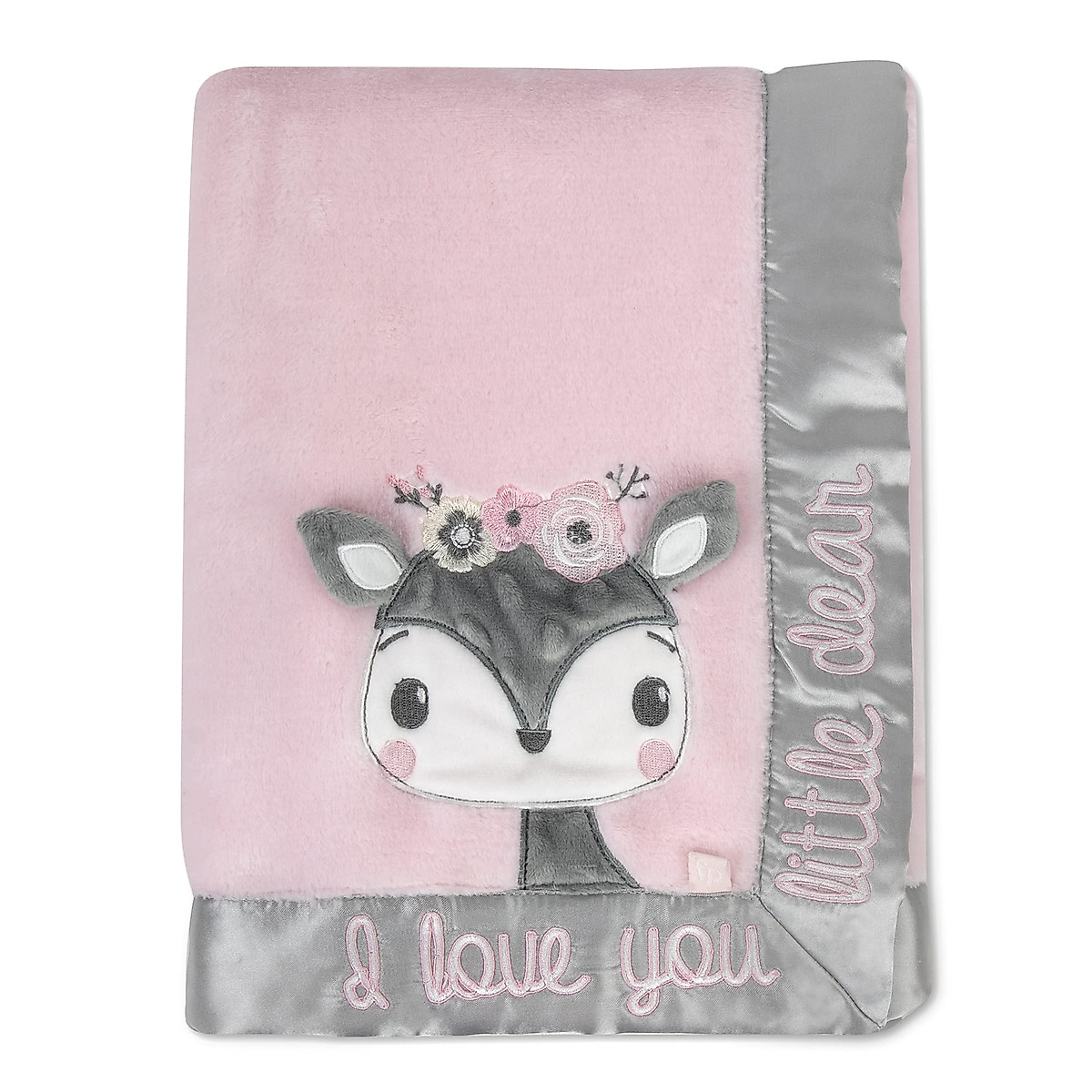 Fisher-Price Baby Blanket Woodland Wonders Collection Pink Fleece Baby Blanket Throw with Satin Trim for Baby Girls