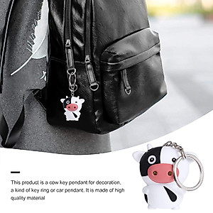 VALICLUD 2Pcs Cartoon Cow Keychain Miniature Cow Figurine Animals Keyring Charm Light and Sound Keychains Led Keychain Flashlight For Chinese Ox New Year Party Favors