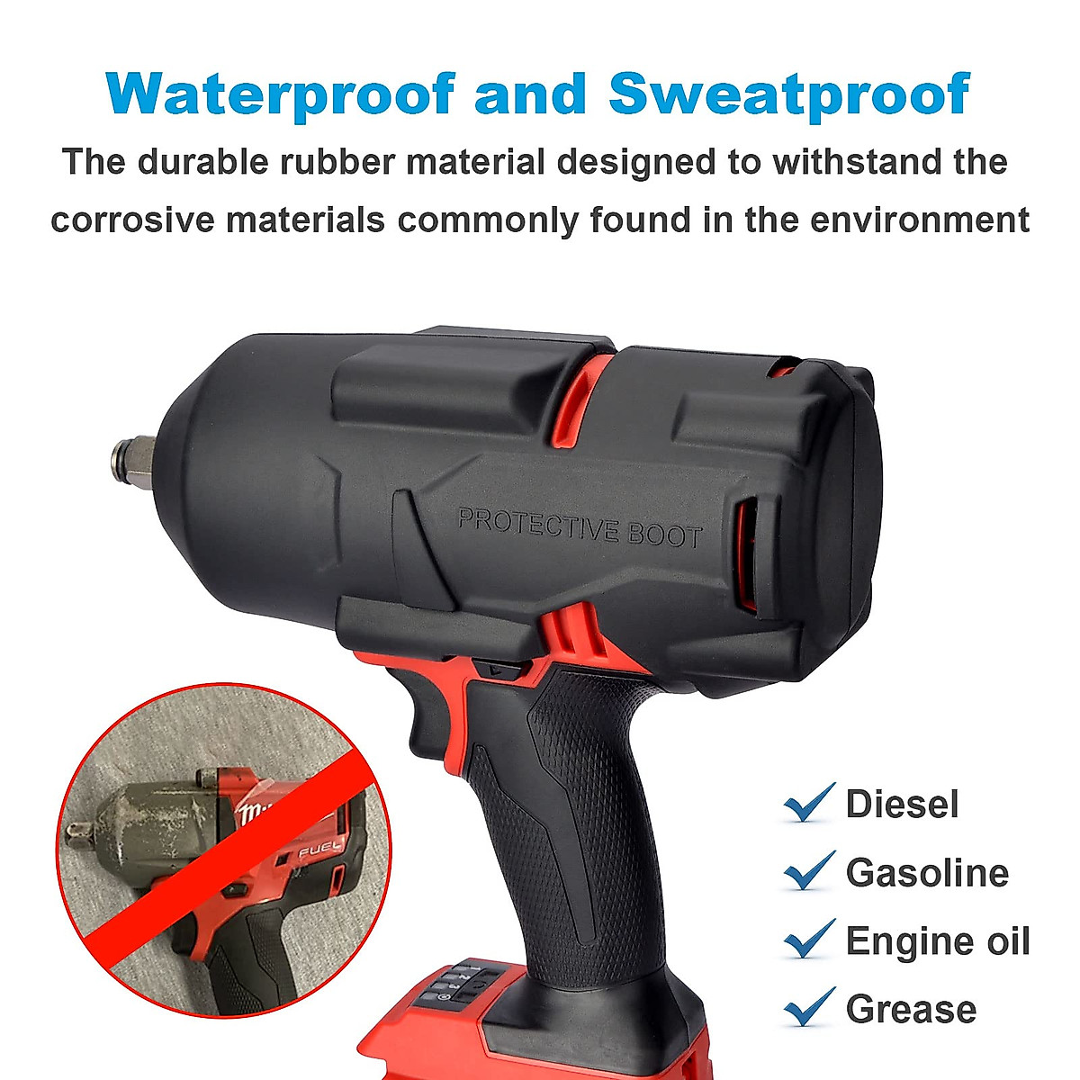 Healvaluefit 49-16-2767 High Torque Impact Cover Boot Fit for Milwaukee M18 Fuel 1/2 High Torque Impact Wrench (2767-20) & ONEKEY Version (2863-20)