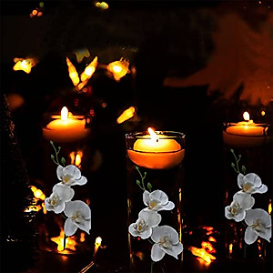LARDUX 12 Pieces Artificial Flowers for Floating Candles Wedding Centerpiece Mini Orchid Flower Filler Vase Fillers for Wedding Dinning Table Party Home Bar Restaurant Decoration-Cream