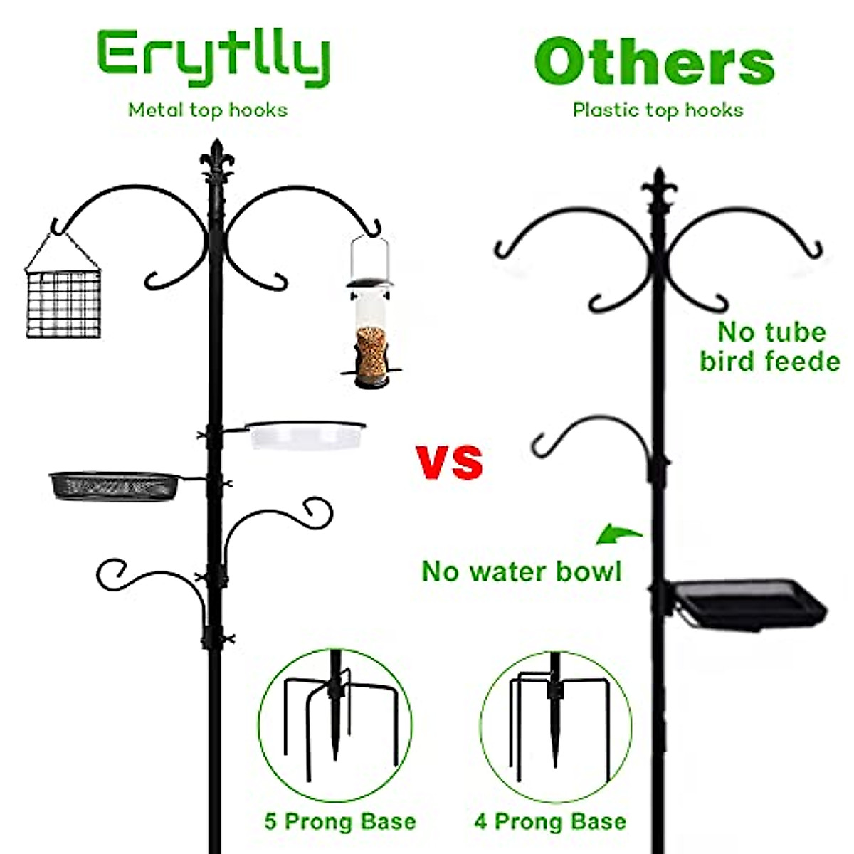ERYTLLY Bird Feeding Station Bird Feeders Poles Kit Multi Feeder Hanging Kit Premium Bird Bath for Attracting Wild Birds Birdfeeder & Planter Hanger