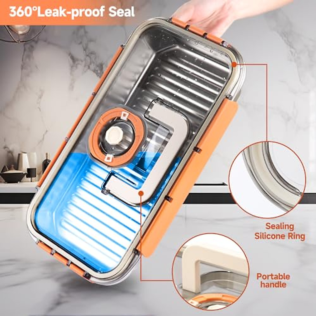 Gitohoni 304 Stainless Steel Food Storage Container - Airtight Fresh Keeper Metal Food Storage Box with Lid and Handle Reusable Meal Prep Container for Salad, Fruit 77.5 OZ