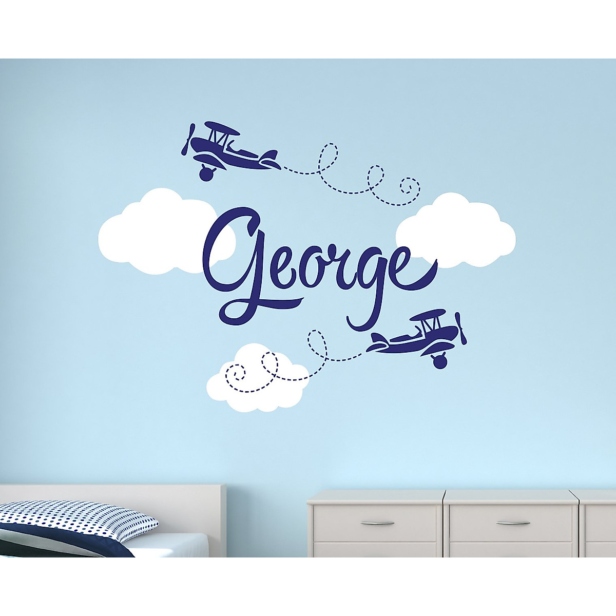 Custom Airplane Name Wall Decal - Boys Name Wall Decals - Nursery Wall Decals - Airplanes Wall Decor