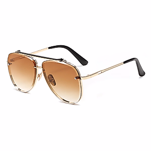 FEISEDY Oversized Aviator Sunglasses for Men Women Vintage Sun Glasses Metal Frame Gradient Shades B0105