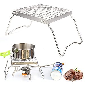 Portable Camping Grill Folding Grill Campfire Grill, 304 Stainless Steel Outdoor Grill Camping Cooking Portable Grill -Mesh Campfire Skillet Camp Grill with Carry Bag, for Barbecues/Picnics/Camping