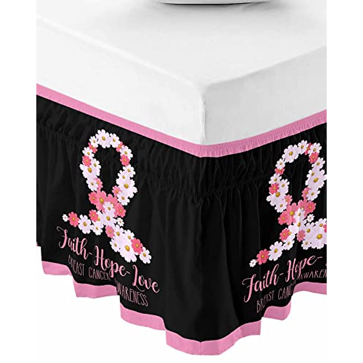 Energy Sympathy Bed Skirt Cal King Size 16 Inch Drop,Adjustable & Elastic Wrap Around Bed Skirts Pleated Dust Ruffles for Twin Full Queen Cal King Bed,Inspirational Positive Healing Thoughts Black