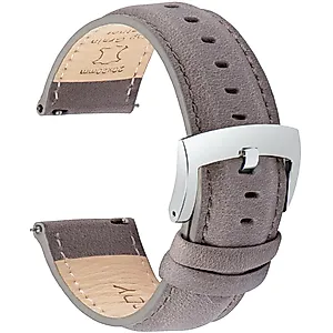 OTTOODY Leather Watch Bands 22mm 21mm 20mm 18mm Quick Release Watch Straps, Classic Top Grain Leather Watch Band for Men Replacement Bands for Watch and Smartwatch,Grey 20mm