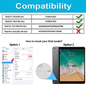 Case for iPad 6th/5th Generation: Protective TPU Cover for iPad 9.7 (2018/2017) & iPad Air 2 9.7" with Screen Protector- Stand- Handle- Shoulder Strap-Pencil Holder- Black