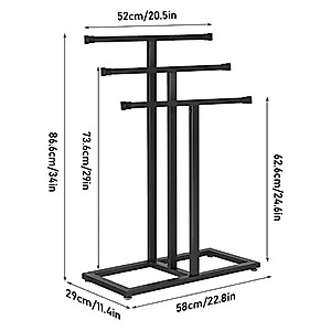 MYOYAY Freestanding Towel Racks Holder for Bathroom 3-Tier Metal Towel Bar Stand Organizer for Bath & Hand Towels for Bathroom Shower Storage Black