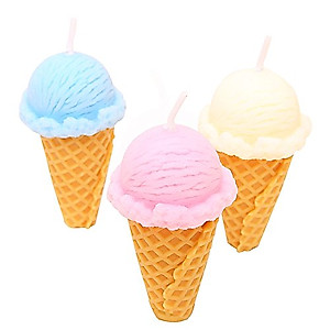 Birthday Candles Lollipops Smokeless Cake Topper Candle for Party Supplies and Wedding Favor (Ice Cream)