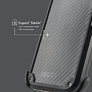 Pelican Shield Kevlar Series - iPhone 13 Case - 21ft Military Grade Drop Protection, Compatible with Wireless Charging - With Belt Clip Holster Kickstand - Heavy Duty Rugged Case for iPhone 13 - Black