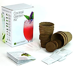 ﻿﻿Plant Theatre Cocktail Herb Growing Kit - Grow 6 Unique Indoor Garden Plants for Mixed Drinks with Seeds, Starter Pots, Planting Markers and Peat Discs - Kitchen & Gardening Gifts for Women & Men ﻿﻿﻿