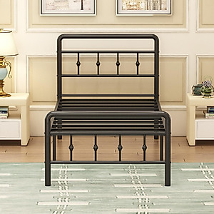 EMODA 16 Inch Twin XL Bed Frames with Headboard and Footboard, Heavy Duty XL Twin Metal Slats Support Mattress Foundation, No Box Spring Needed, Easy Assembly