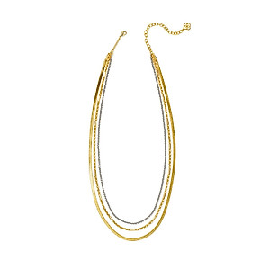 Kendra Scott Taytum Multi Strand Necklace in Silver-Plated Brass, Fashion Jewelry for Women, Mixed Metal
