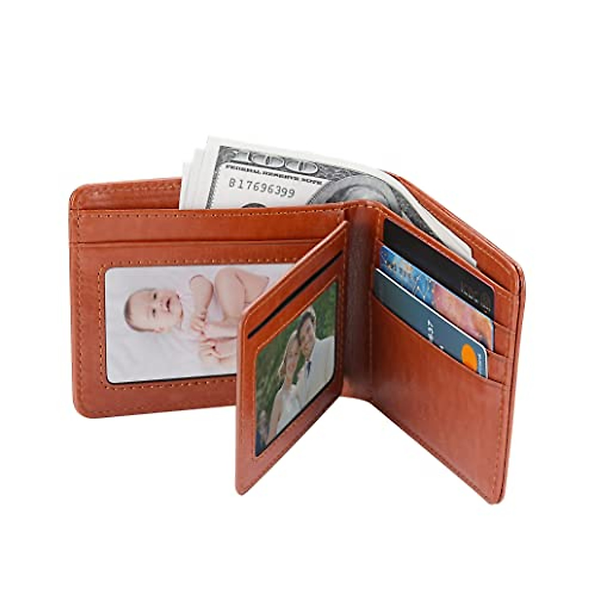 YDJFCCTD Christmas and Father's Day Gift Engraved Leather Men Wallet Best Dad Gifts Daughter to Dad Biford Leather Wallets Money Clips (Dad 2)