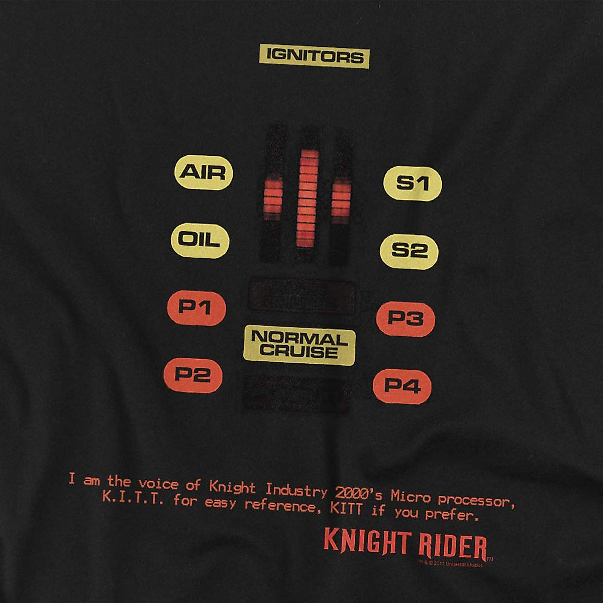 Knight Rider Kitt Console Unisex Adult T-Shirt, Black, Large