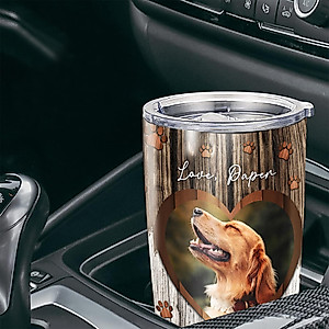 DORRIS Personalized Dog Mom Tumbler Custom Picture & Name Travel Coffee Insulated Cup Mug with Lid Stainless Steel 20 30 Oz Gifts for Pet Lover Birthday
