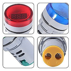 DWEII 4PCS Digital DC Voltmeter LED Display Voltage Voltmeter AC 20-500V Voltage Meter Monitor 110v 220v Volt Detetor Indicator Round Lamp Tester (2 Red and 2 Green)