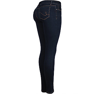 2LUV Women's Stretchy 5 Pocket Skinny Jeans Dark Blue 9