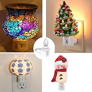 Plug in Night Light,TWDRTDD Adjustable E12 Base Socket Night Light with On/Off Switch for Making Decorative Night Lights (Glass Ring,3Pin Plug, White)