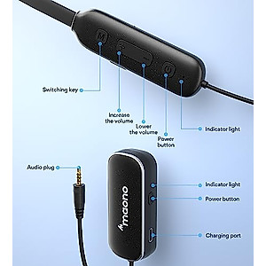 MAONO MH601 Monitor Headphone with WH30 Wireless BT Neckband Headphone for Live Streaming,Podcasting,Music