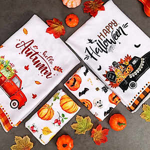 6 Set Holiday Kitchen Towels for Halloween Fall Christmas Decorative Dishtowels,Halloween Hand Towels Absorbent Dishcloths Autumn Tea Towels Wash Cloths for Thanksgiving Christmas Kitchen Decor