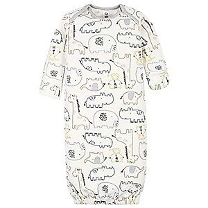 Gerber Baby Boys 4-Piece Gown and Cap Set, Wild Guy Grey, 0-6 Months