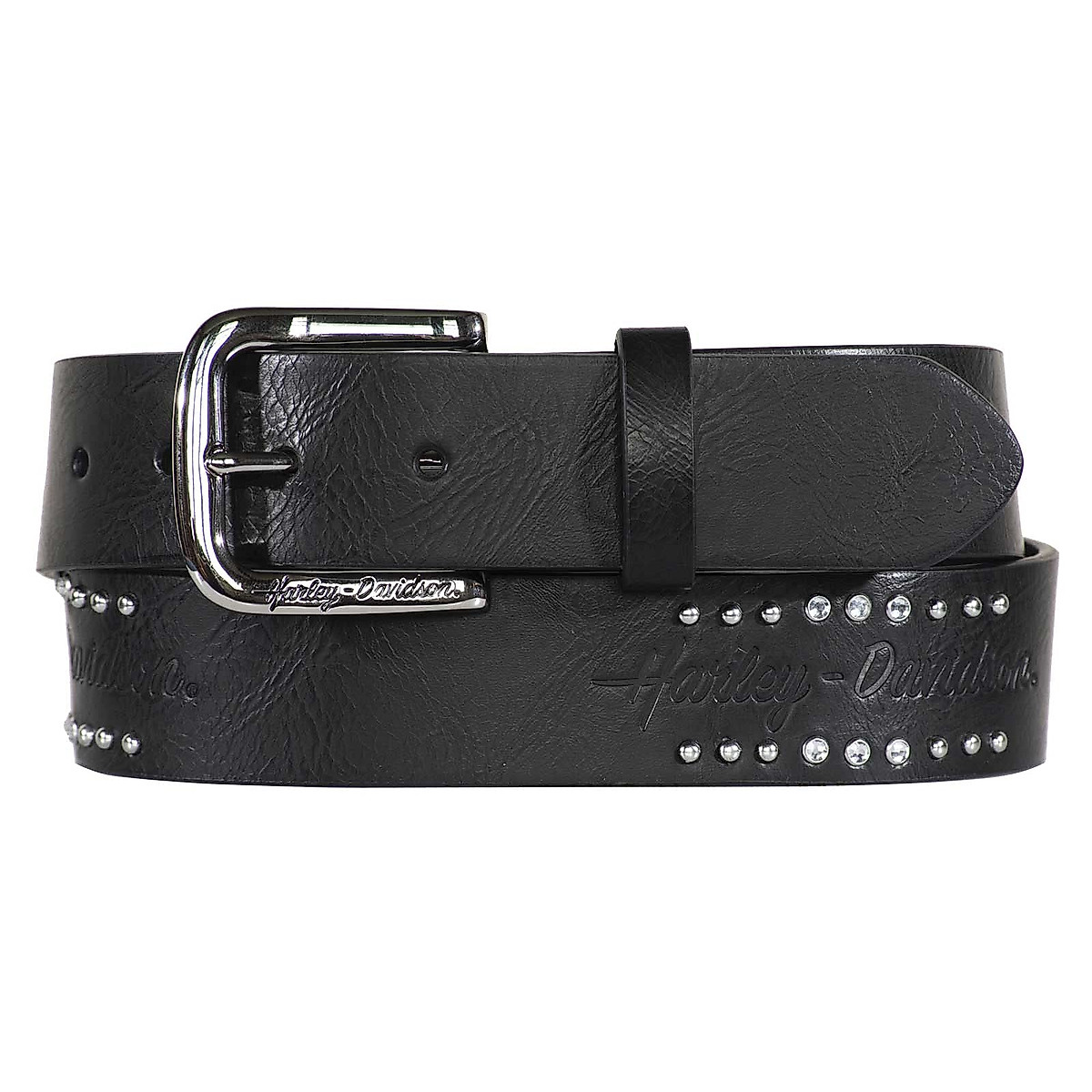 Harley-Davidson Women's Rockers Rhinestones Genuine Leather Belt - Black (XL)