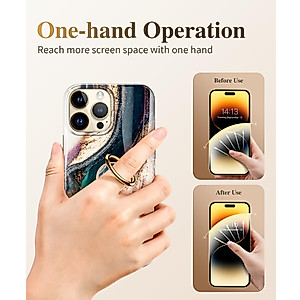 GVIEWIN Marble Cell Phone Ring Holder, Metal Kickstand Grip for Magnetic Car Mount Compatible with iPhone 16 Pro Max/15 Plus/14/13/12 Series & Galaxy S24/S23 Ultra and Other Phones(Drift Sand/Brown)